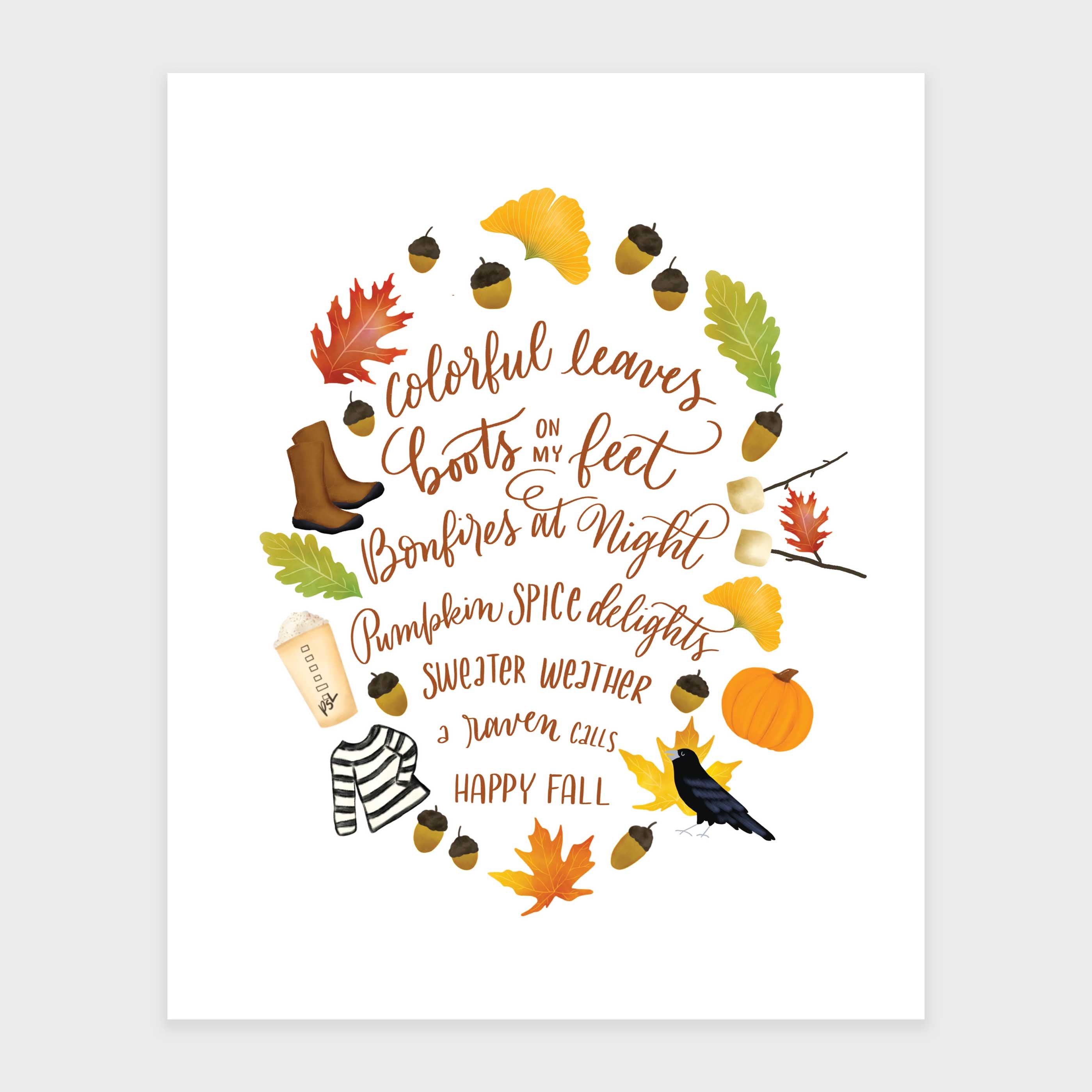 Fall Favorites Poem Art Print – MarisaMade